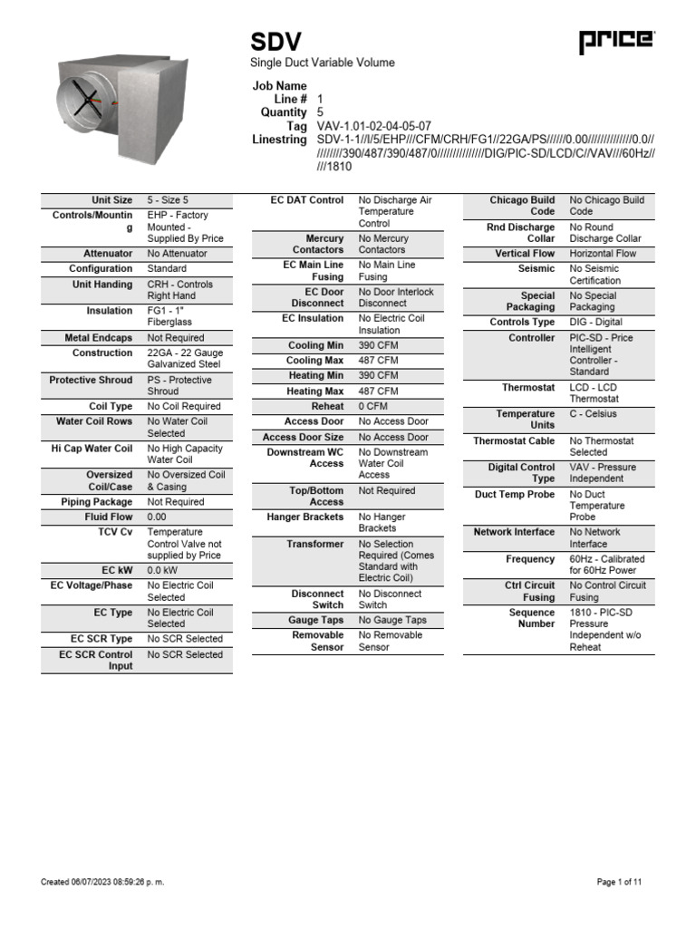 Caja de Volumen Variable SDV-1 | PDF