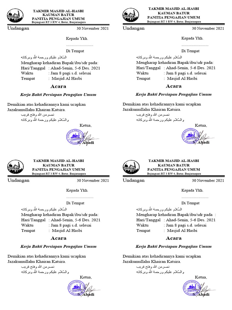 Undangan Kerja Bakti | PDF