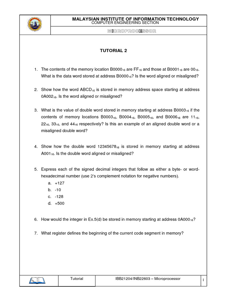 Word Alignment in Microprocessor Memory | PDF