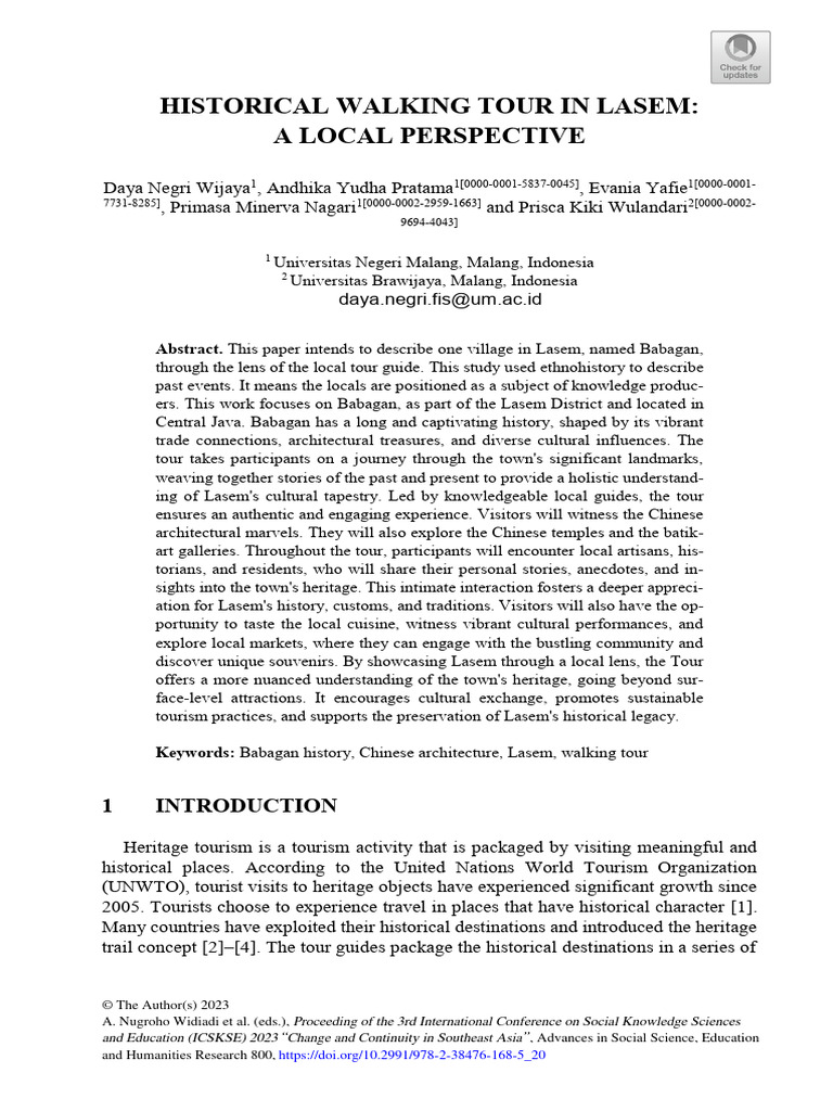 Historical Walking Tour in Lasem | PDF