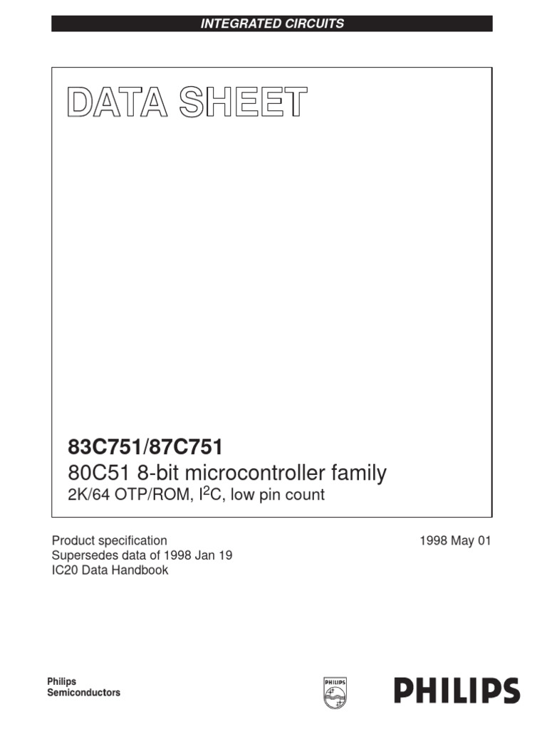 80C51 8-Bit Microcontroller Family: 2K/64 OTP/ROM, I C, Low Pin Count | PDF | Microcontroller ...