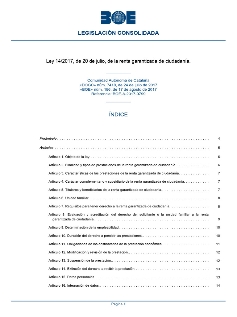 BOE A 2017 9799 Consolidado | PDF | Pobreza e indigencia | Pobreza