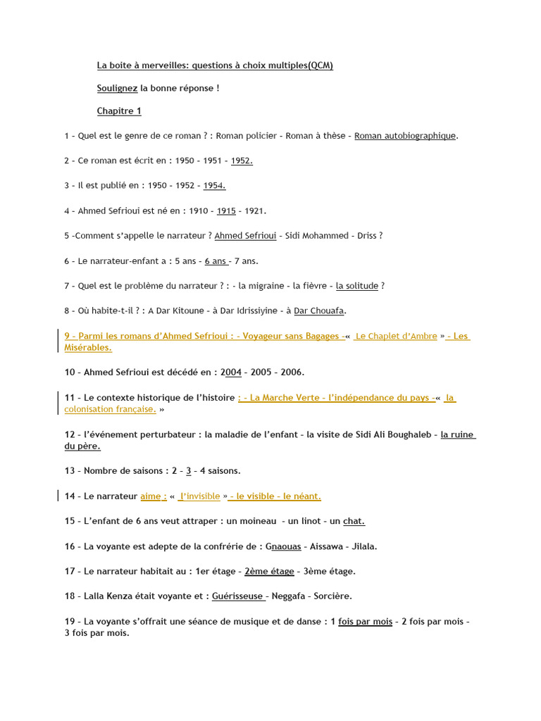 QCM BM Corrigé 2 | PDF
