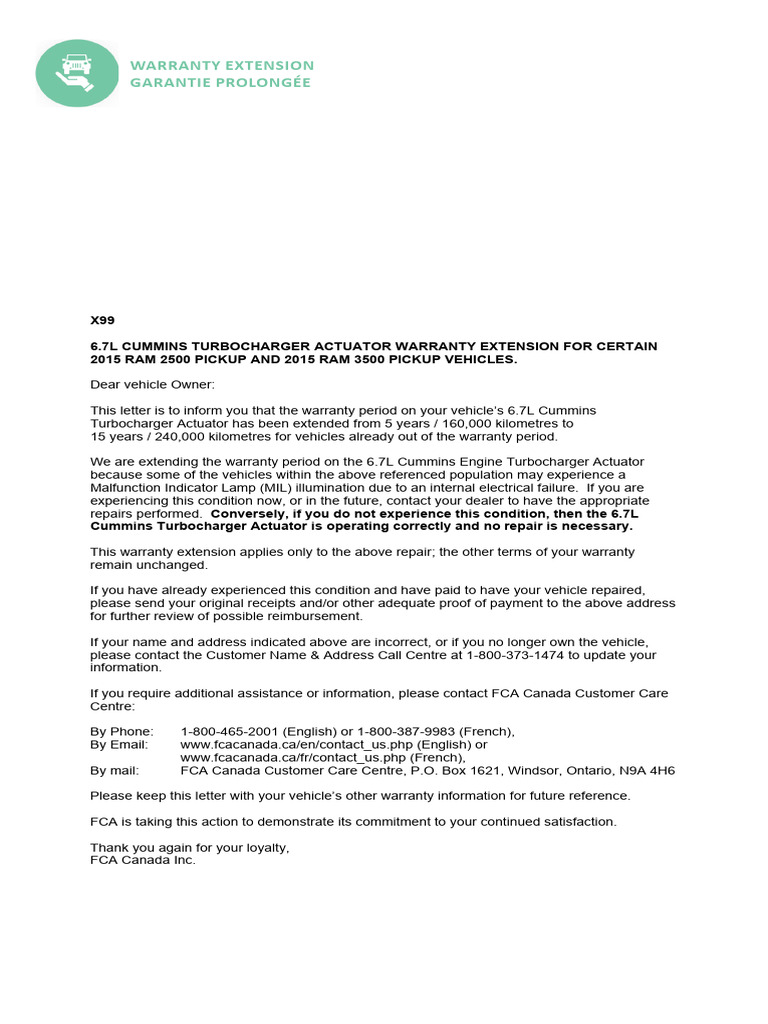 Warranty Extension Garantie Prolongée | PDF