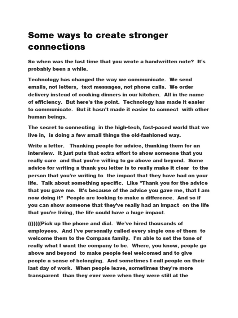 Some Ways To Create Stronger Connections | PDF