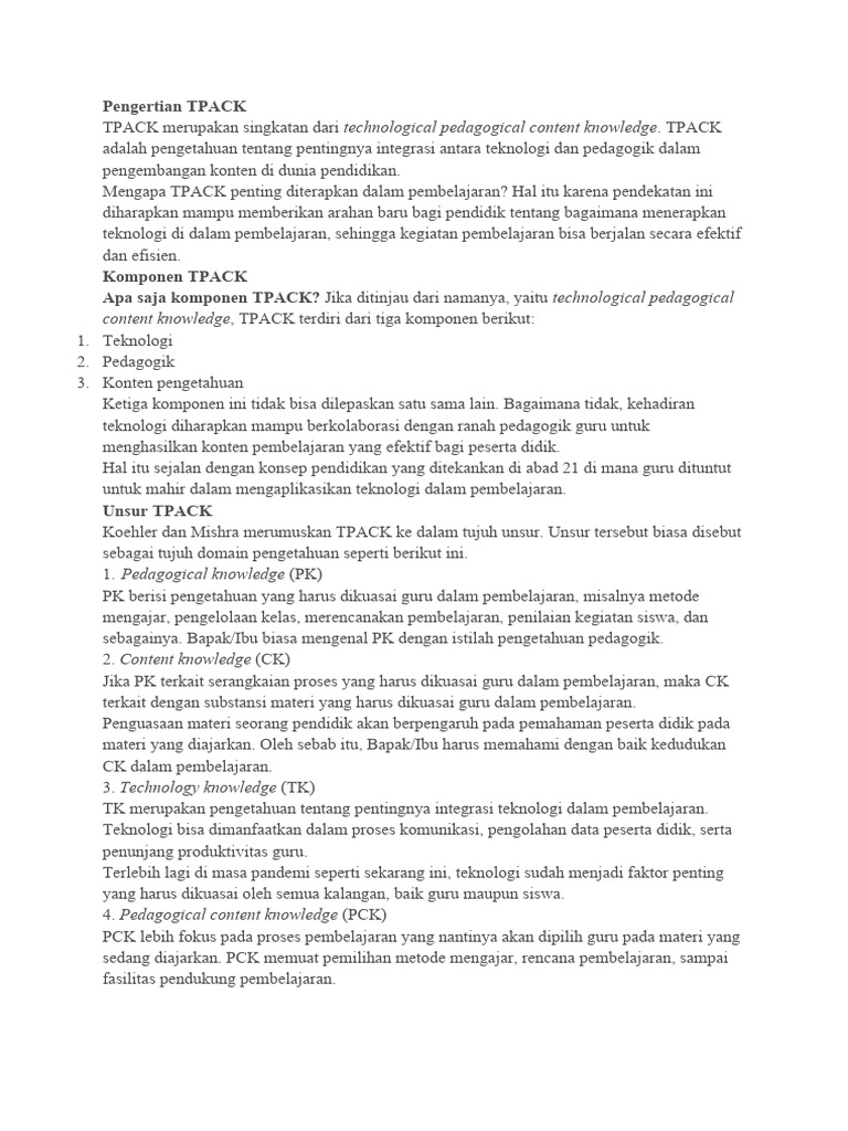 Pengertian TPACK | PDF