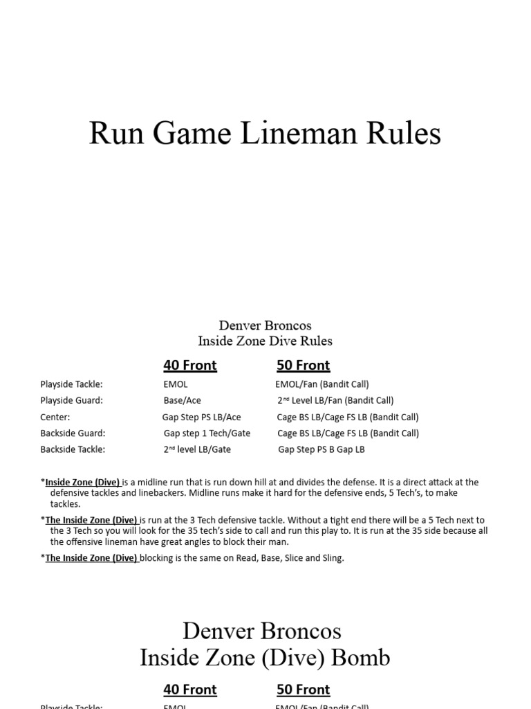 Run Game Lineman Rules | PDF
