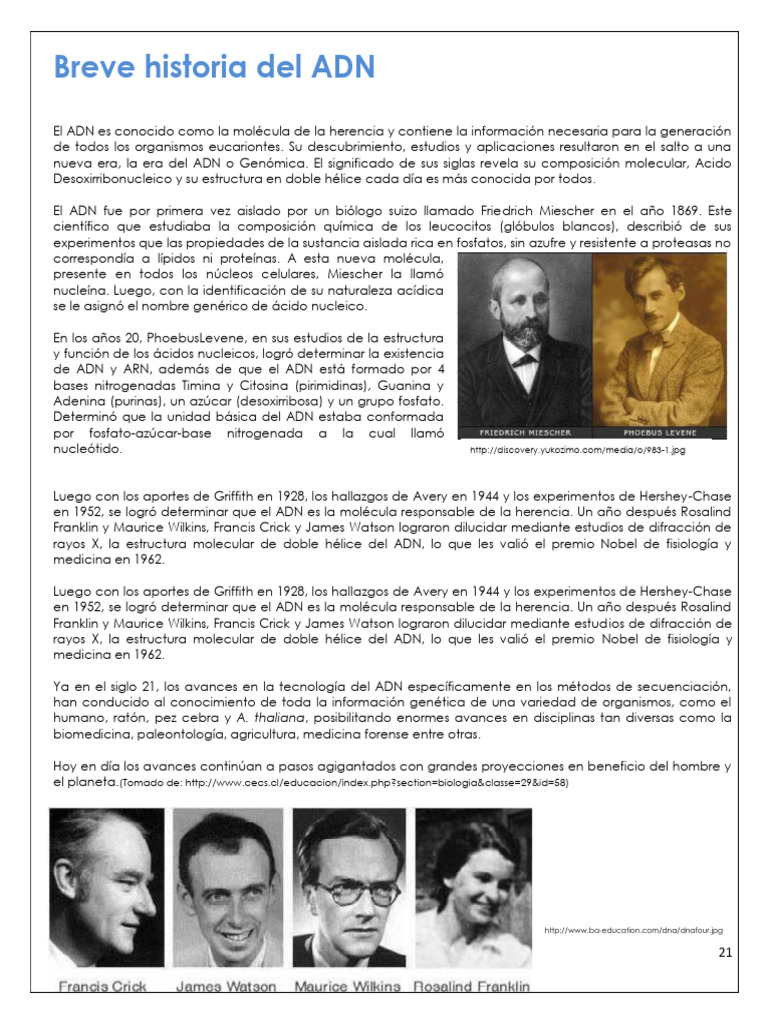 Breve Historia Del ADN: (Tomado De: HTTP://WWW - Cecs.cl/educacion/index - Php?section Biologia ...