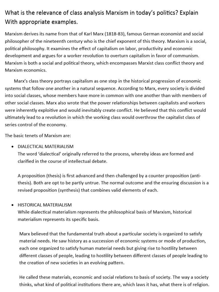 Class Analysis Marxism | PDF | Marxism | Karl Marx