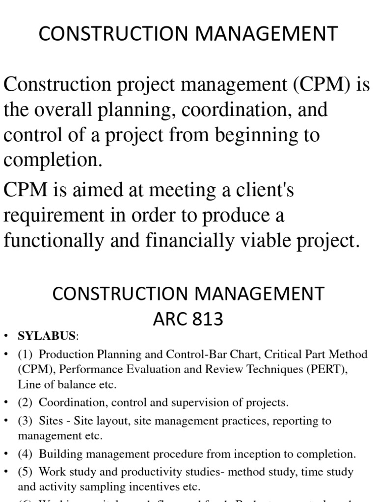 Construction Management | PDF | Time Management | Professional Skills