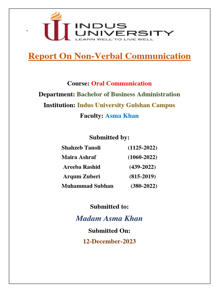 Oral Communication Report On Non Verbal-1 | PDF