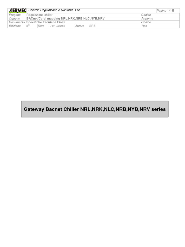Microsoft Word - Bacnet - NRL, NRK, NRB, NLC (E3) | PDF