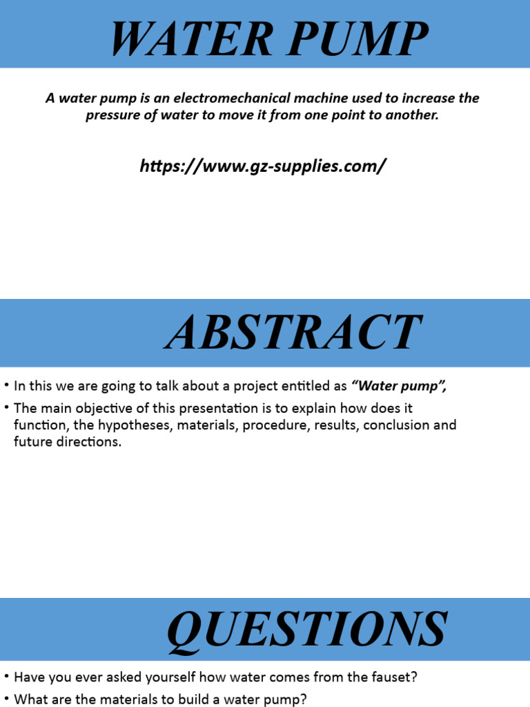 Water Pump Project Ril | PDF