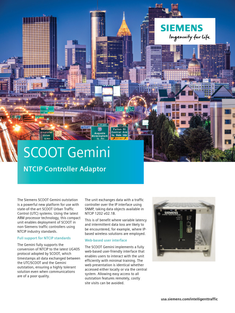 SCOOT Gemini NTCIP Controller Adaptor Datasheet | PDF | Internet ...