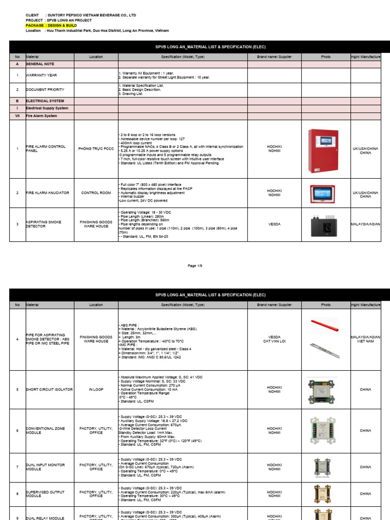 Hochiki Fire Alarm System Specs | PDF