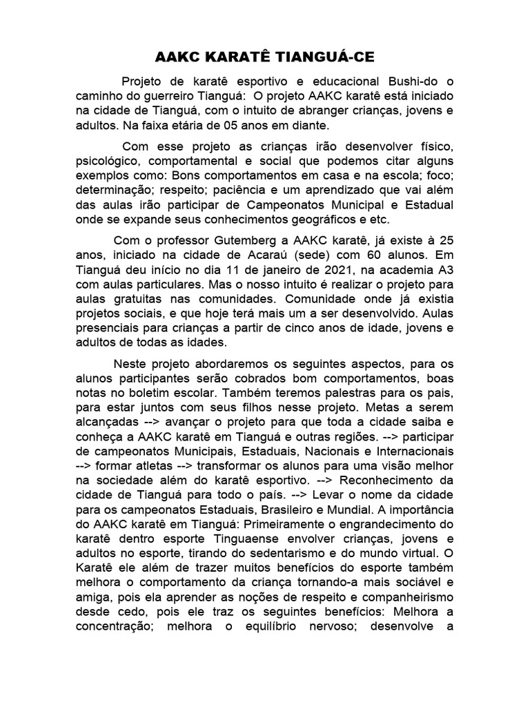 Aakc Karatê Tianguá | PDF