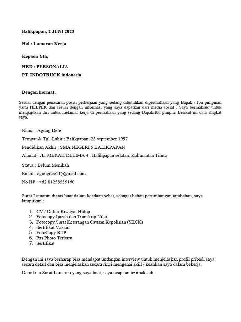 CV Agung 2023 Newww | PDF