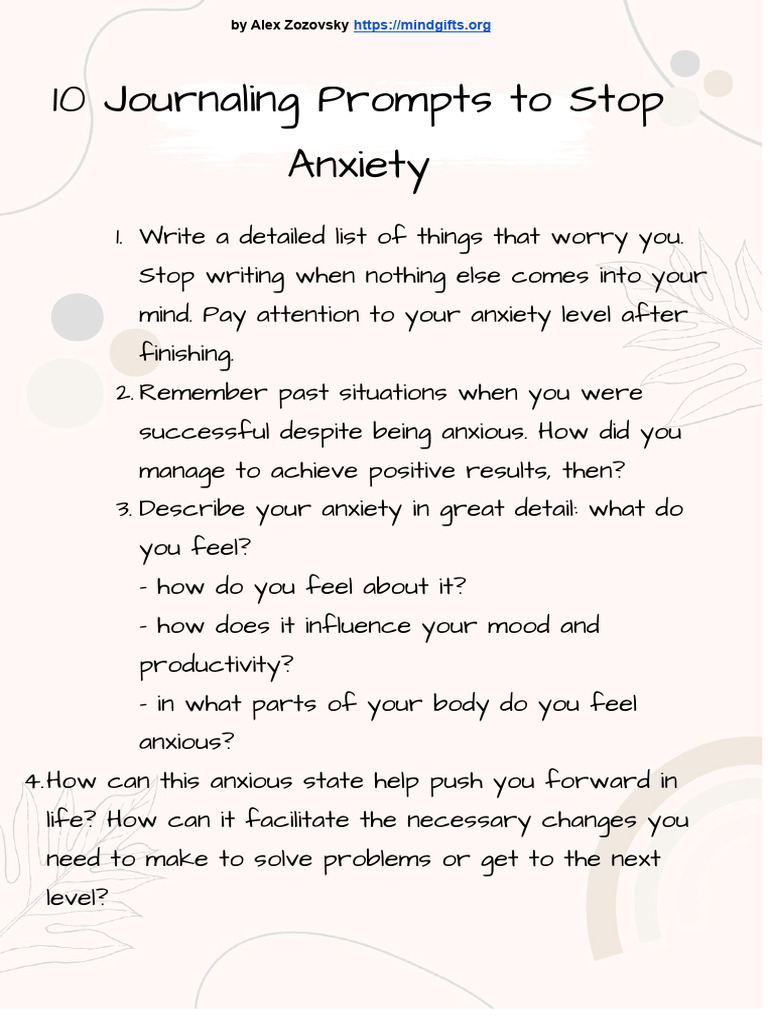 10 Journal Prompts to Manage Anxiety | PDF