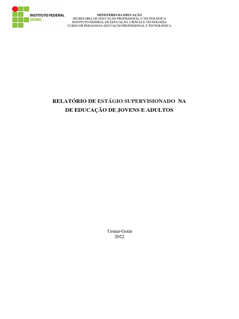 Relatorio de Estagio EJA | PDF | Aprendizado | Pedagogia