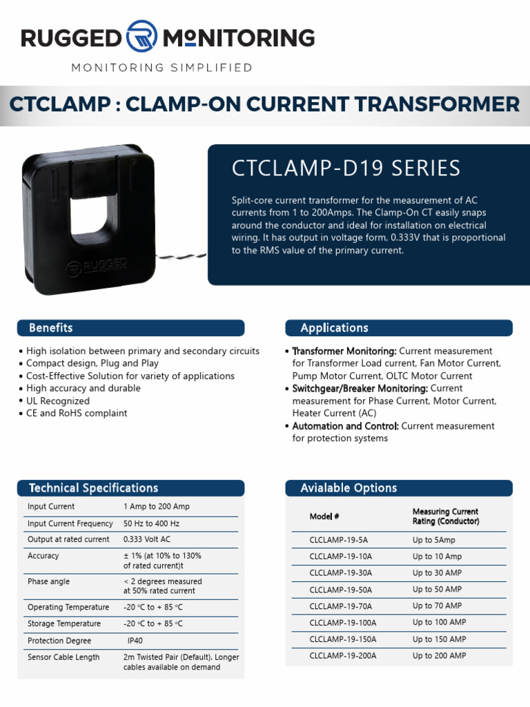 Ctclamp-D19 Series: Ctclamp: Clamp-On Current Transformer | PDF ...