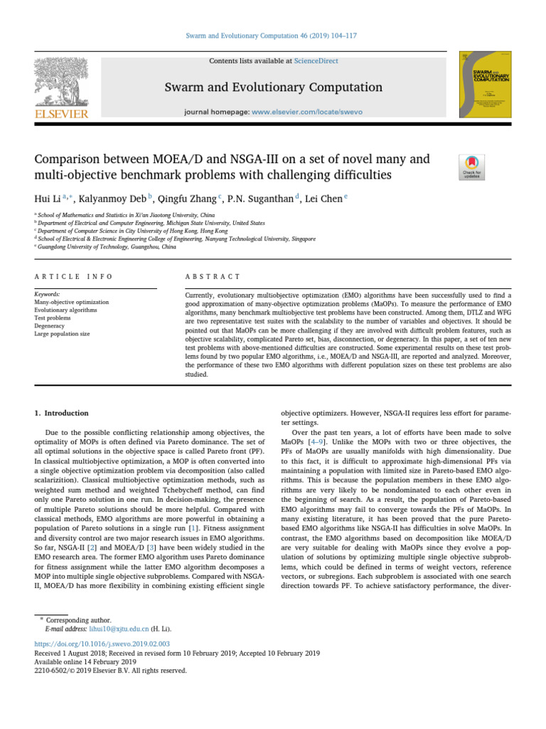 Comparison Between MOEAD and NSGA-III | PDF