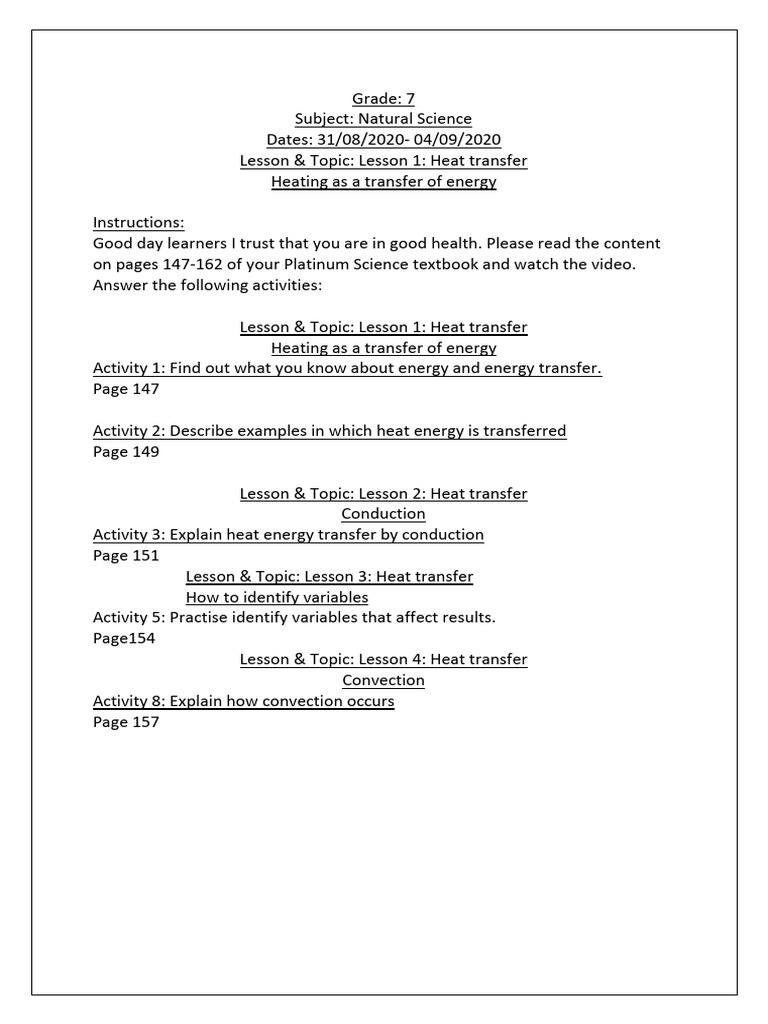Grade 7 Science: Heat Transfer Lessons | PDF | Heat Transfer | Convection