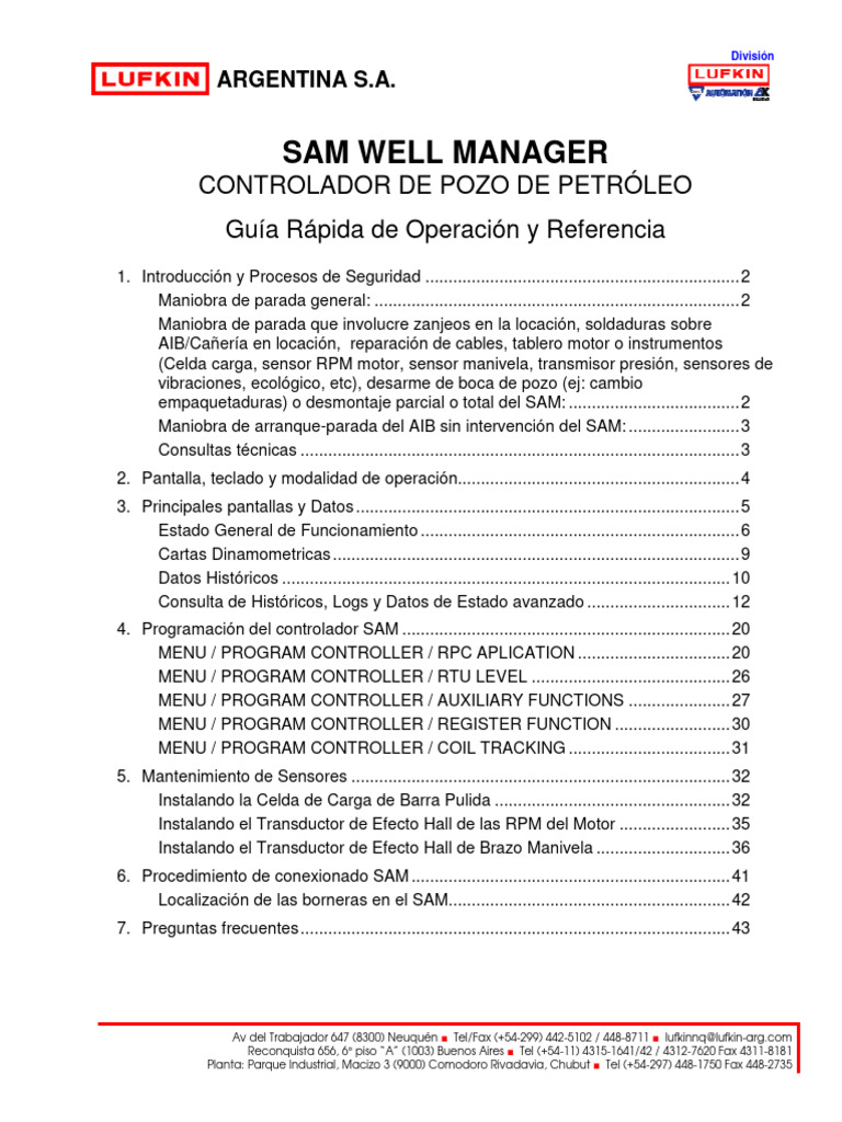 SAM Guia Rapida YPF Cañadon Seco | PDF