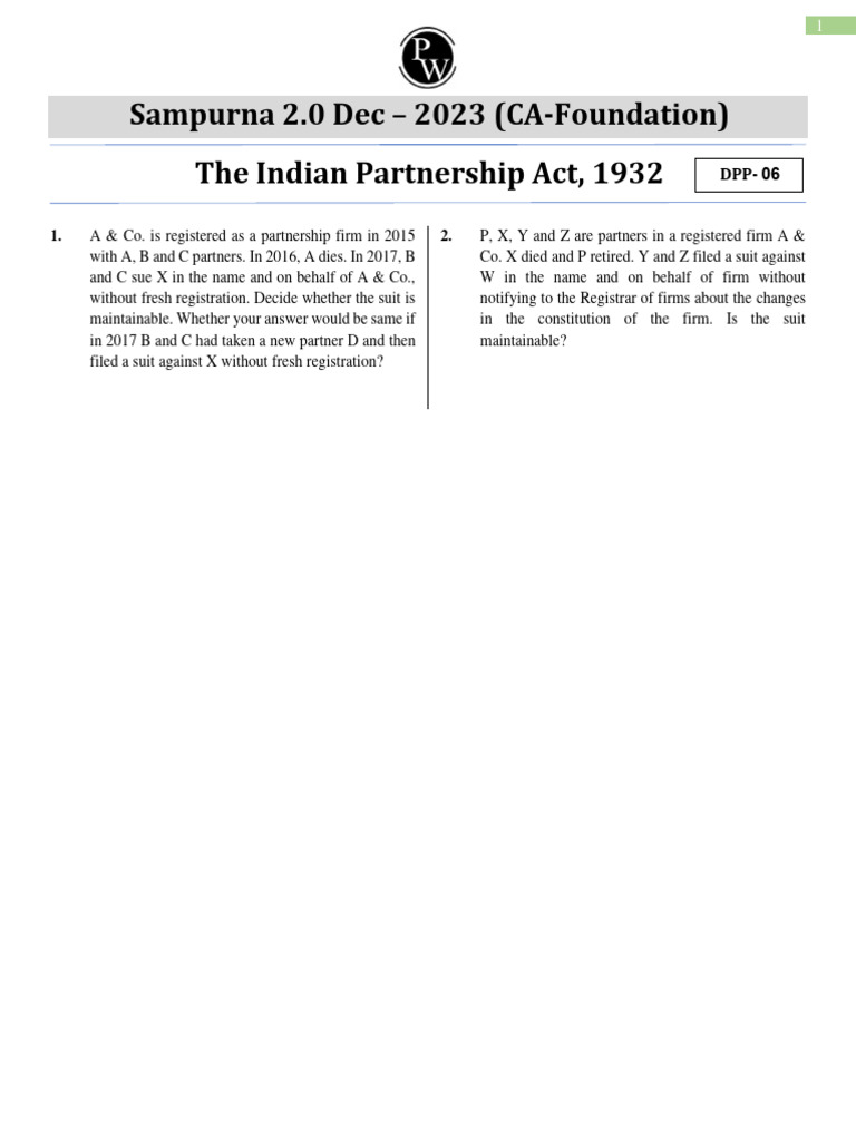 The Indian Partnership Act, 1932 - DPP 06 (Of Lec 09) - (Sampurna 2.0 ...