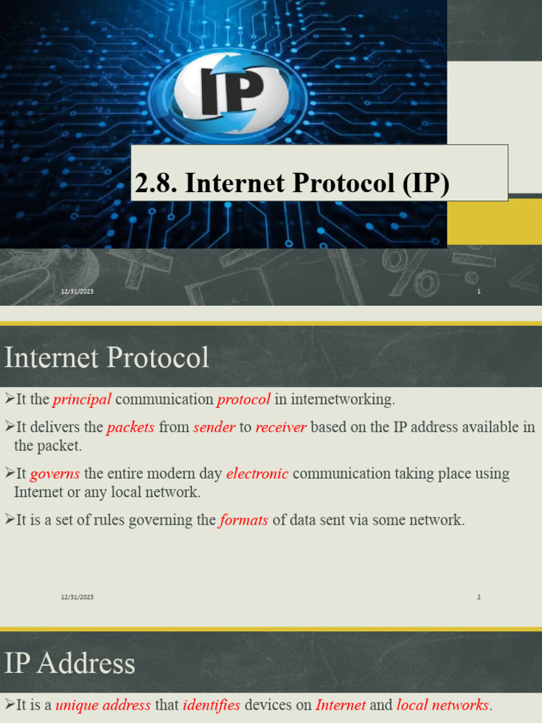 2.7 - Internet Protocol (IP) | PDF | Ip Address | Internet Protocols