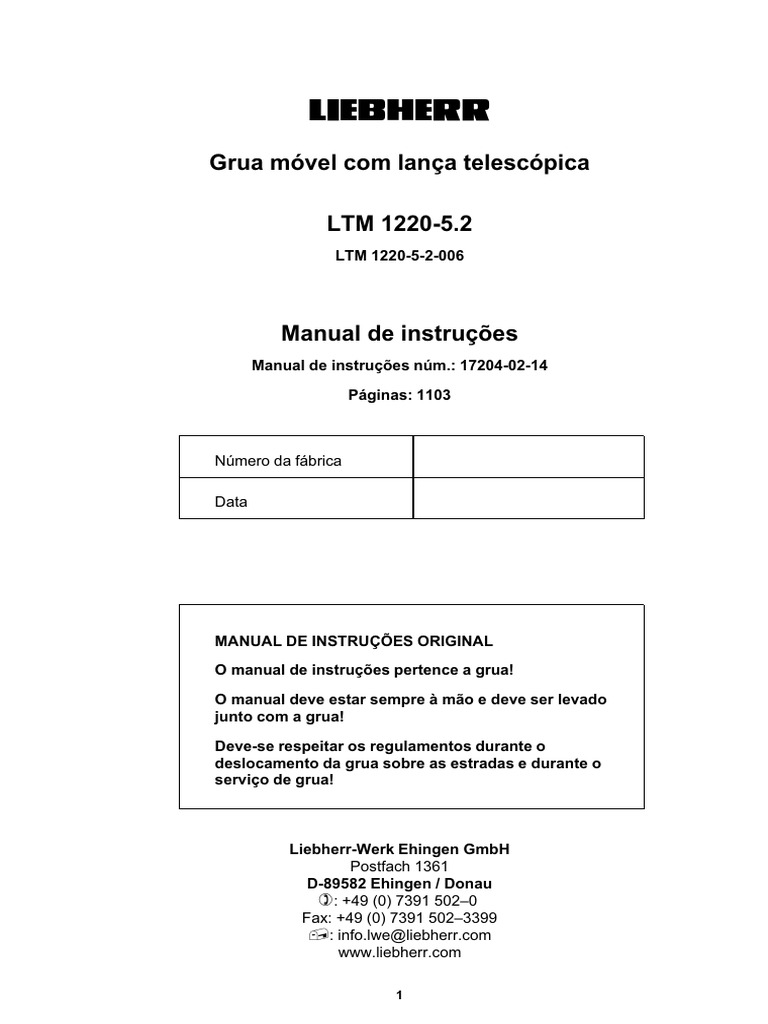 Manual Operador LTM 1220-5.2 | PDF