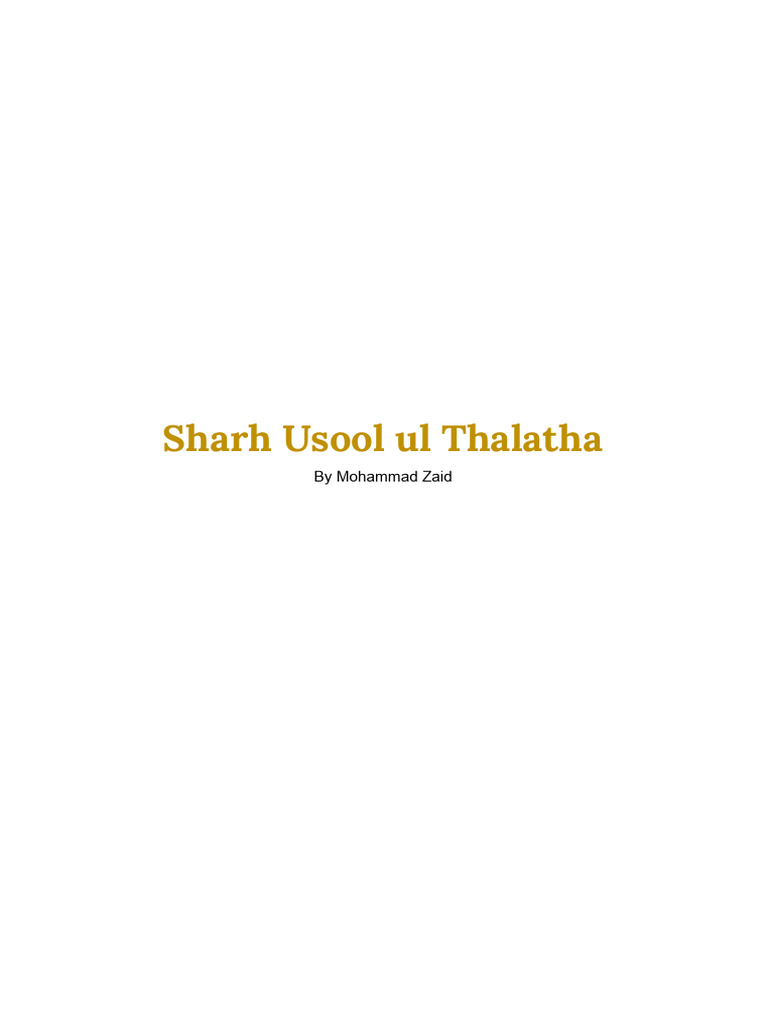 Usool Ath Thalatha Notes | PDF | God In Islam | Tawhid
