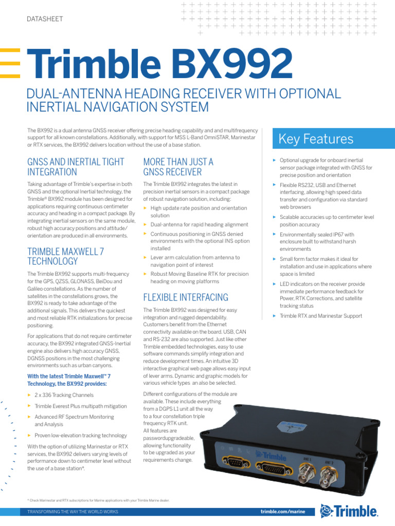 Trimble Marine bx992 Datasheet English | PDF | Inertial Navigation ...