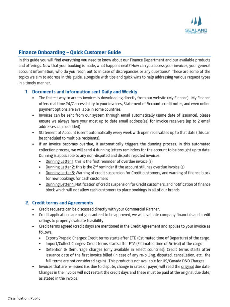 Finance Quick Guide For Customers English Rev | PDF | Invoice | Service ...