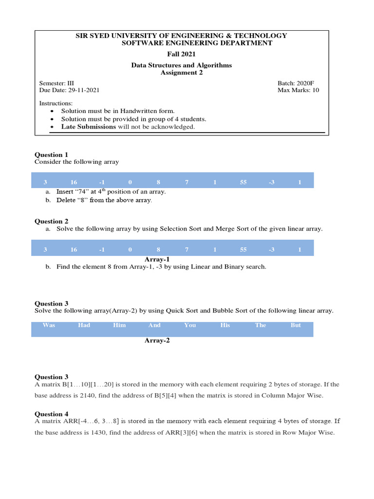 Assignment 2 (DSA) | PDF