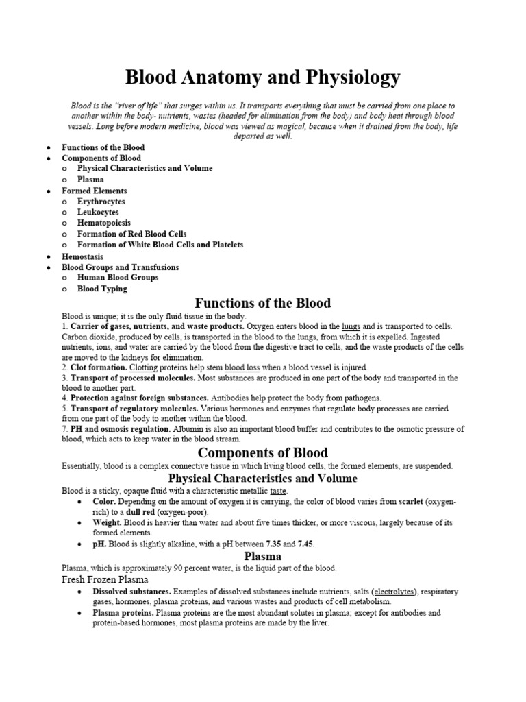 Blood Anatomy and Physiology | PDF | Blood Type | Blood