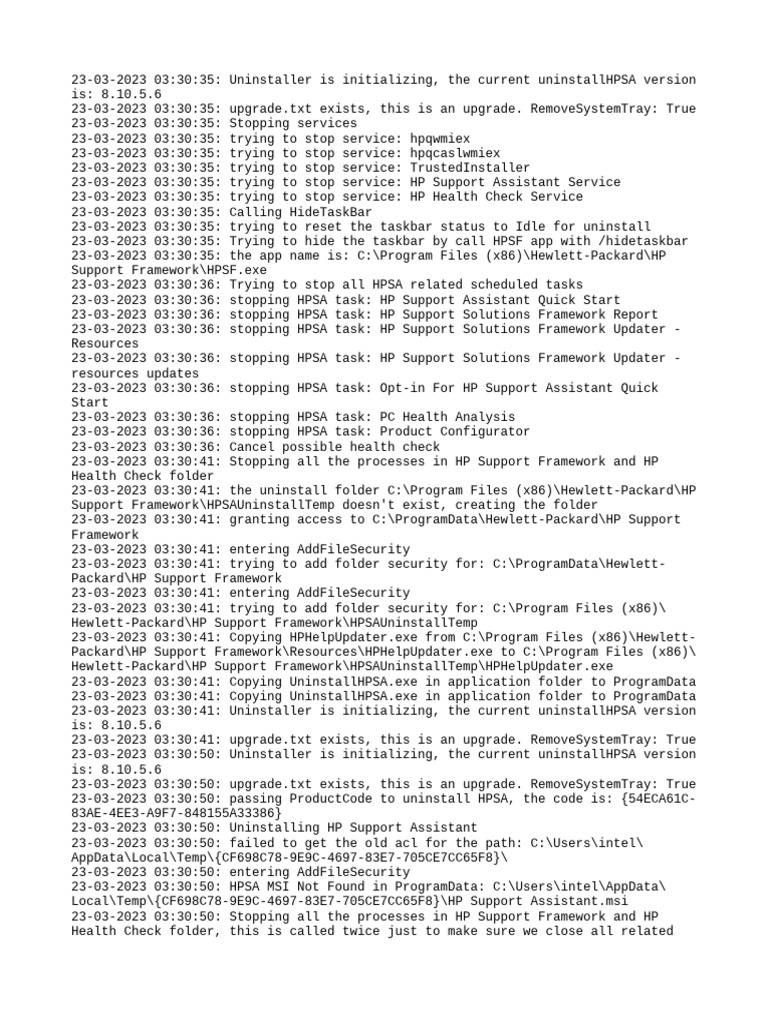 HPSA Uninstall 20230323-033035 | PDF | Hewlett Packard | Windows Registry