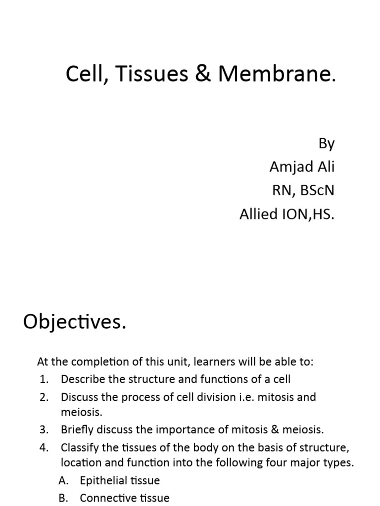 Unit-III Cell, Tissue & Membrane | PDF