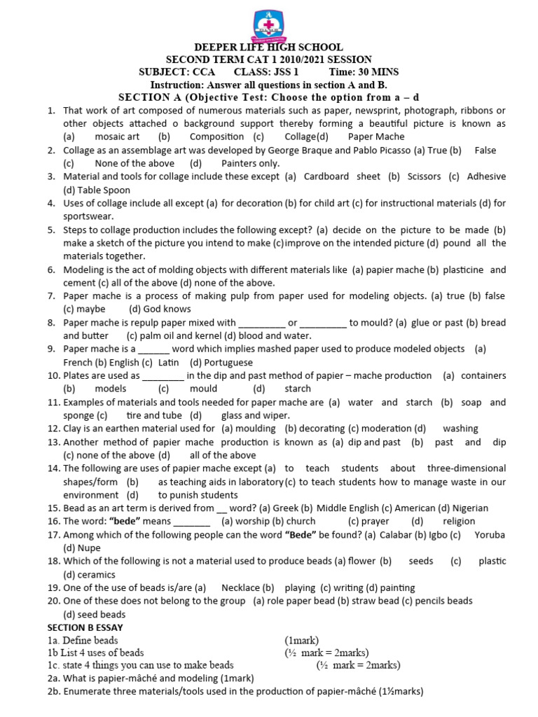 JS 1 Cca Cat 1 2ND Term | PDF