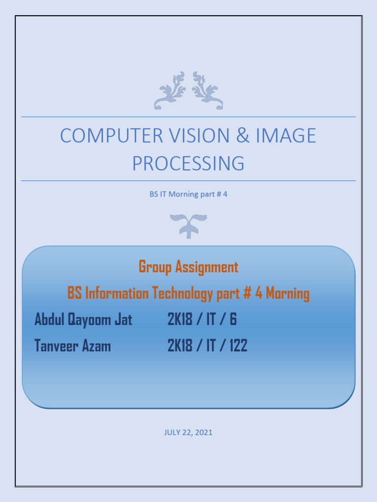 Computer Vision & Image Processing Assignment | PDF | Computer Vision | Image Processing