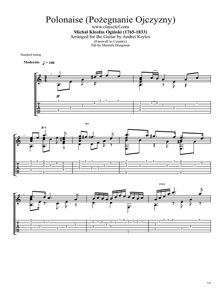 Polonaise by Michal Kleofas Oginski | PDF