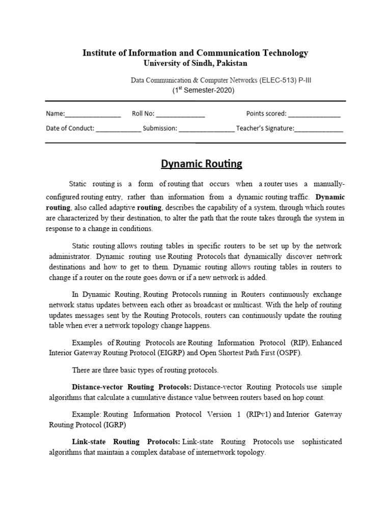 DynamicRoutingProtocols | PDF | Routing | Data Transmission DynamicRoutingProtocols | PDF | Routing | Data Transmission