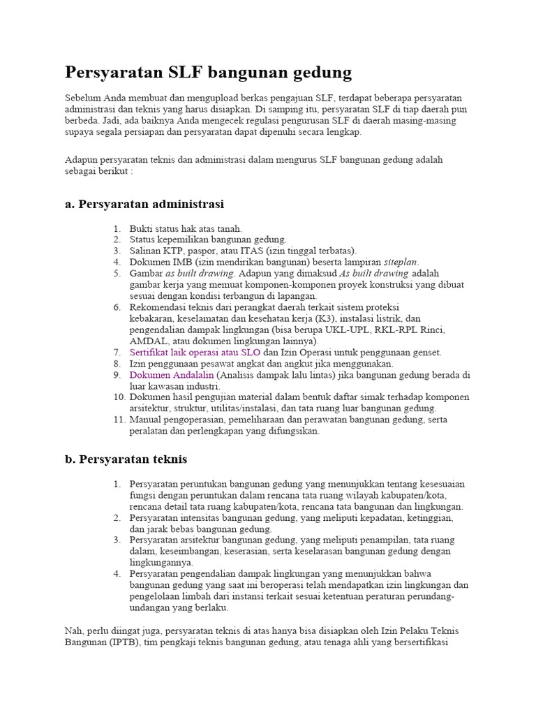 Persyaratan SLF Bangunan Gedung | PDF