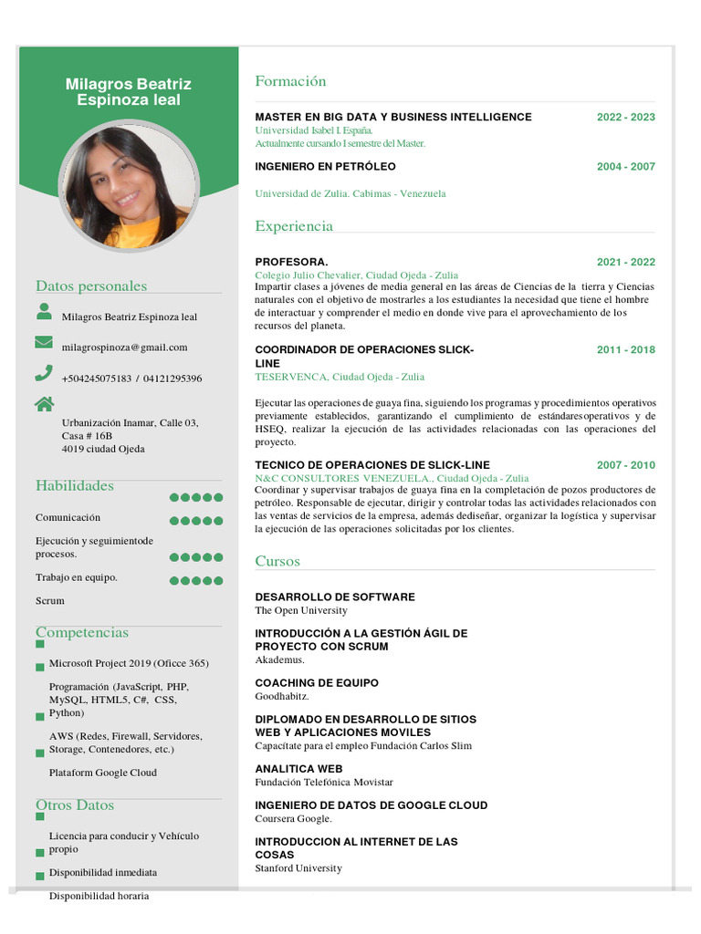 CV Milagros Beatriz Espinoza Leal Word 2022-1-1 | PDF