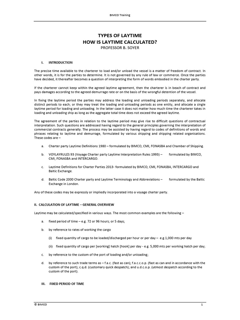 02 Types of Laytime - BS - New | PDF