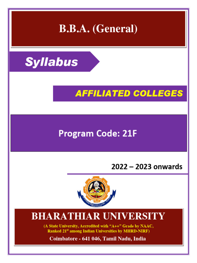 B.B.A. General Syllabus 2022-2023 | PDF