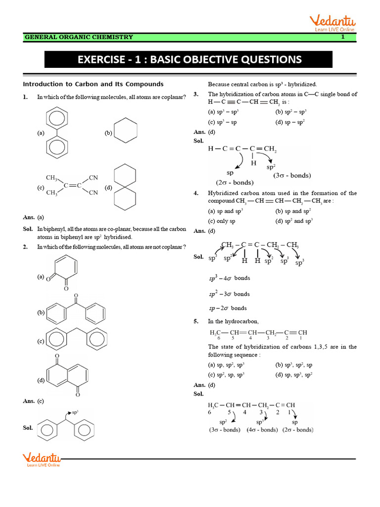 GOC Ex-1 - Qs. Sol. | PDF | Molecular Orbital | Chemical Bond