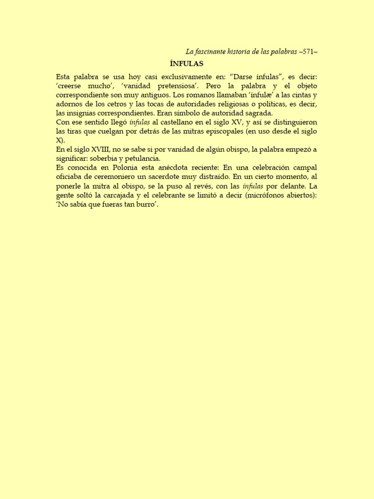 Origen Palabras 571 Infulas | PDF