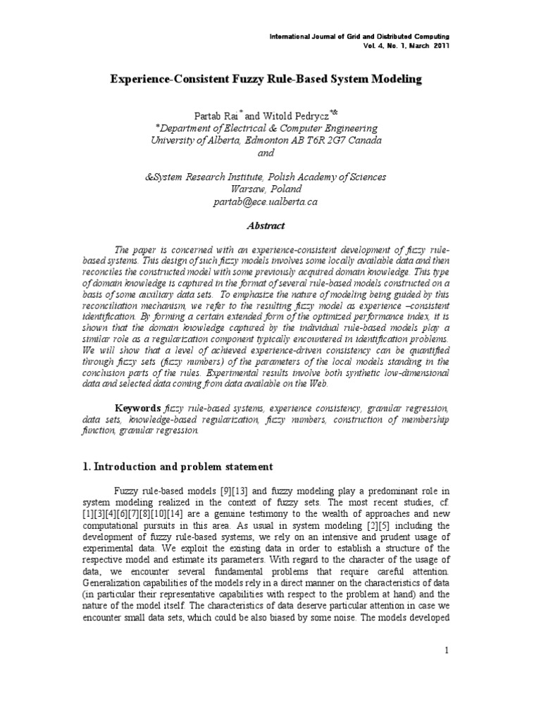 Experience-Consistent Fuzzy Rule-Based System Modeling: 1. Introduction and Problem Statement ...