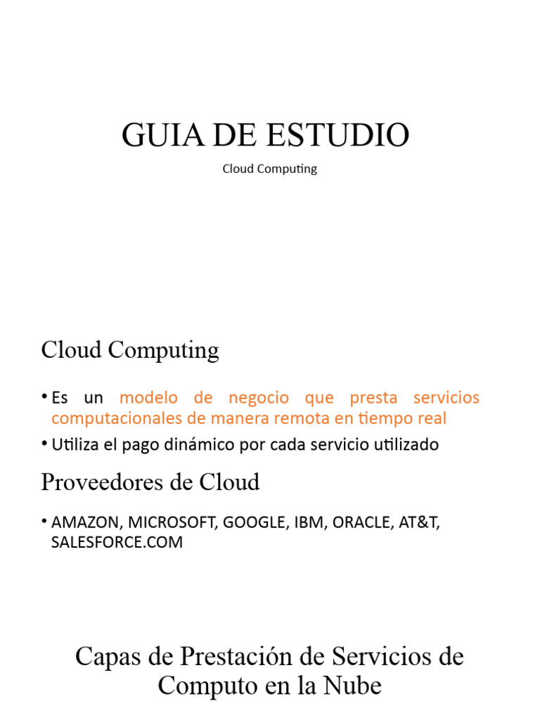 Guia de Estudio - Cloud Computing | PDF | Computación en la nube | Software como servicio