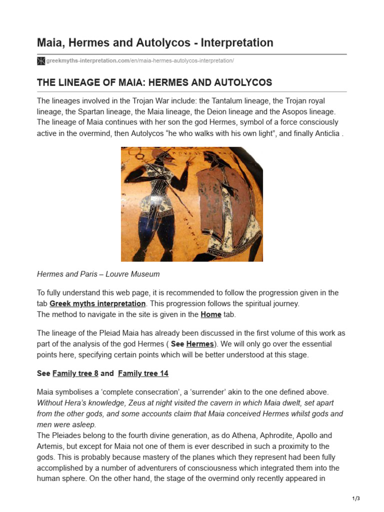 Maia Hermes and Autolycos - Interpretation | PDF